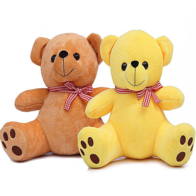 Buy/Send Poppy Teddy Bear Combo Brown Yellow Online- FNP