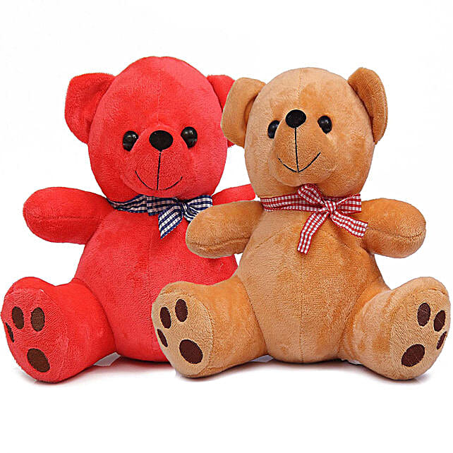 Buy/Send Poppy Teddy Bear Combo Red Brown Online- FNP