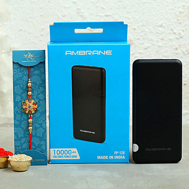 Buy/Send Meenakari Rakhi & Ambrane Powerbank Hamper Online- FNP