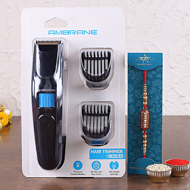 Buy/Send Sleek Capsule Rakhi & Ambrane Aura Trimmer Hamper Online- FNP
