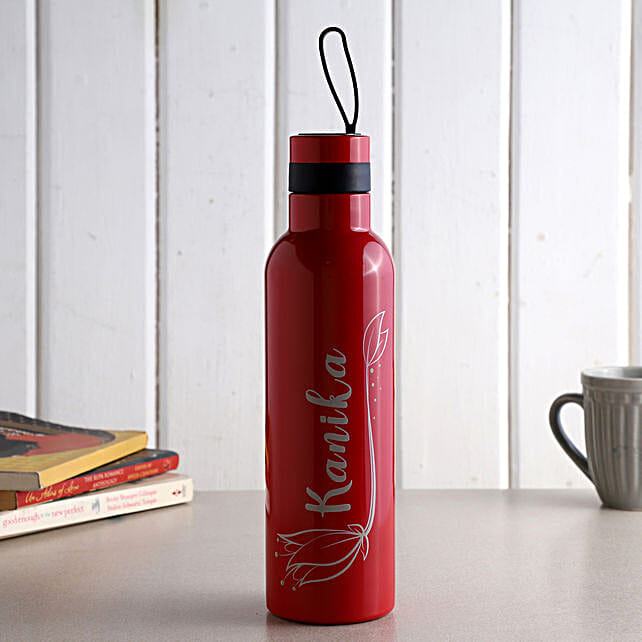 Buy/Send Personalised Red Gloss Finish Bottle Online- FNP