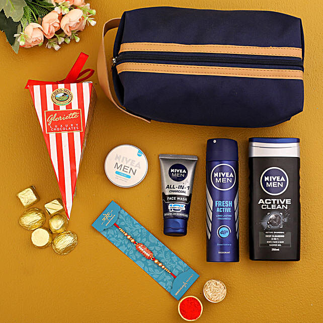 Buy/Send Capsule Rakhi & Nivea Men Grooming Kit Hamper Online- FNP
