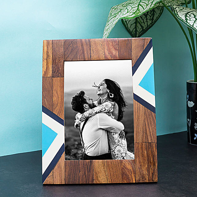 Buy/Send Personalised Classic Blue and White Elegant Wooden Photo Frame ...
