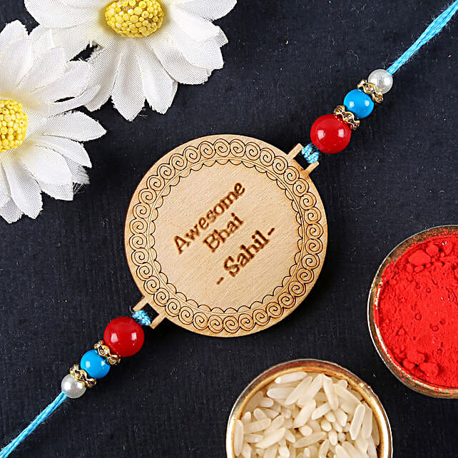 Buy/Send Personalised Awesome Bhai Round Rakhi Online- FNP