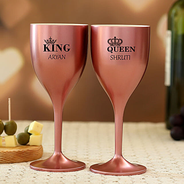 Buy/Send Personalised King & Queen Wine Glass Set Of 2 Online- FNP