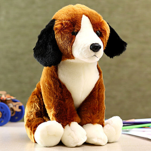 Buy/Send Wild Republic White & Brown Sitting Beagle Soft Toy Online- FNP