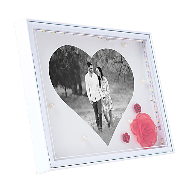 Buy/Send Personalised Heart Shaped LED Photo Frame Online- Ferns N Petals