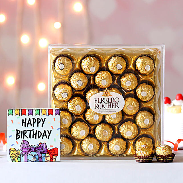 Buy/Send Happy Birthday Table Top & Ferrero Rocher Box Online- FNP