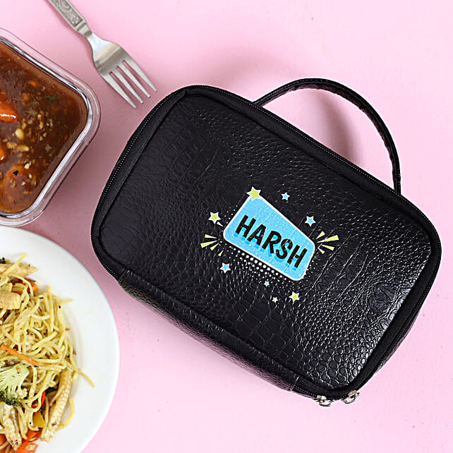 Buy/Send Personalised Premium Leather Brown Lunch Bag Online- FNP