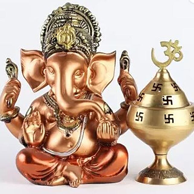 Buy/Send 7 inch pakija diya with raja ganesha for mp Online- FNP