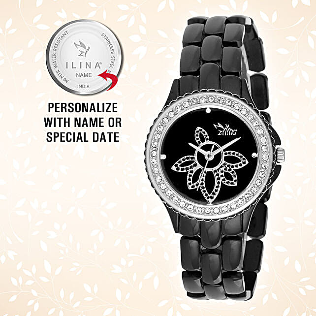 Buy/Send Personalised Ilina Black Dial Mughal Design Watch Online- FNP