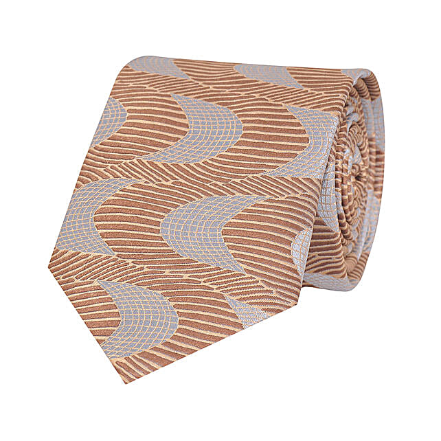 Buy/Send Beige Woven Silk Necktie Online- FNP
