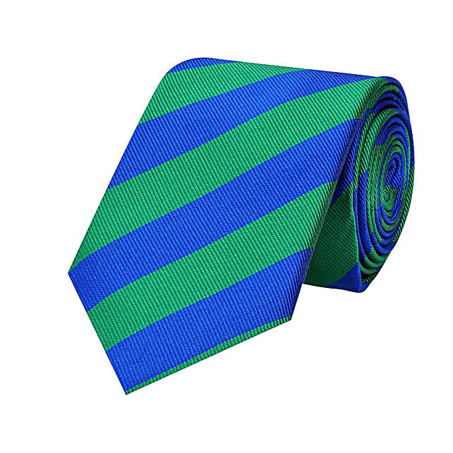 Buy/Send Green & Blue Striped Necktie Online- FNP