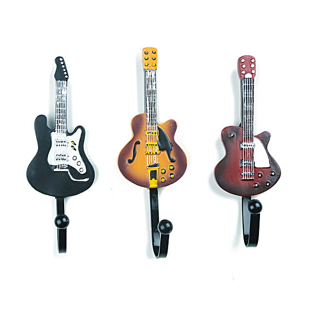 Buy/Send Guitar Shaped Wall Hooks - Set of 3 Online- FNP