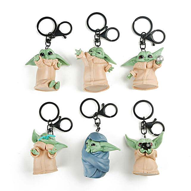 Buy/Send Mini Baby Yoda Figurine Keychains - Set of 6 Online- FNP