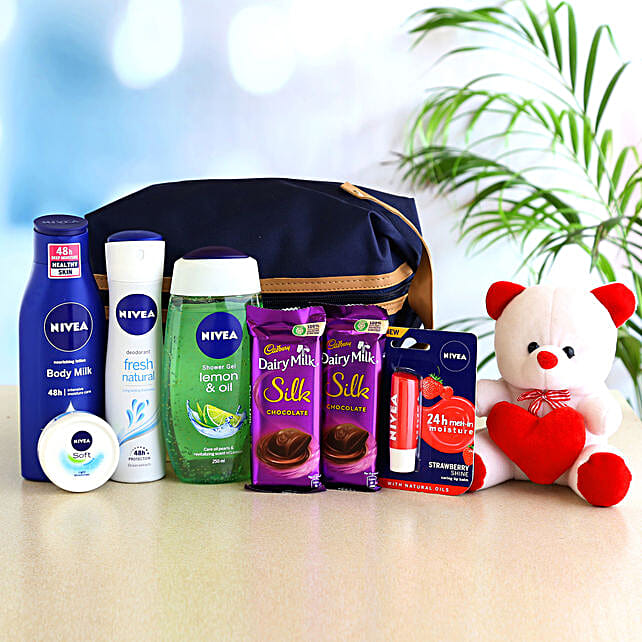 Buy/Send Nivea Women Essential Combo & Cute Teddy Online- FNP