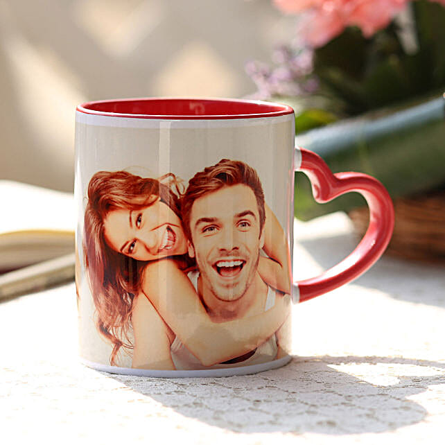 Buy/Send Personalised Red Heart Handle Mug- Hand Delivery Online- FNP
