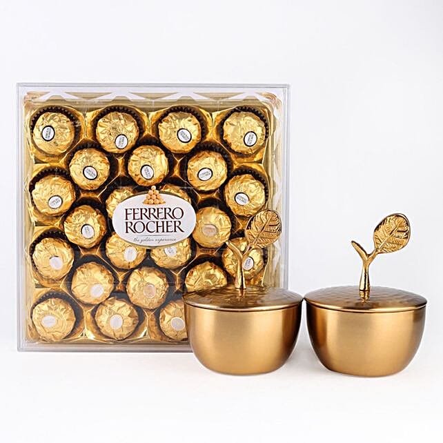 Buy/Send ferrero rocher chocolate with copper container Online- FNP