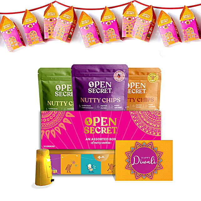 Buy/Send Auspicious Diwali Open Secret Cookies & Chips Hamper Online- FNP