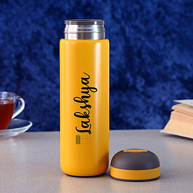 Buy/Send Personalised Yellow Stainless Steel Vacuum Flask Online- FNP