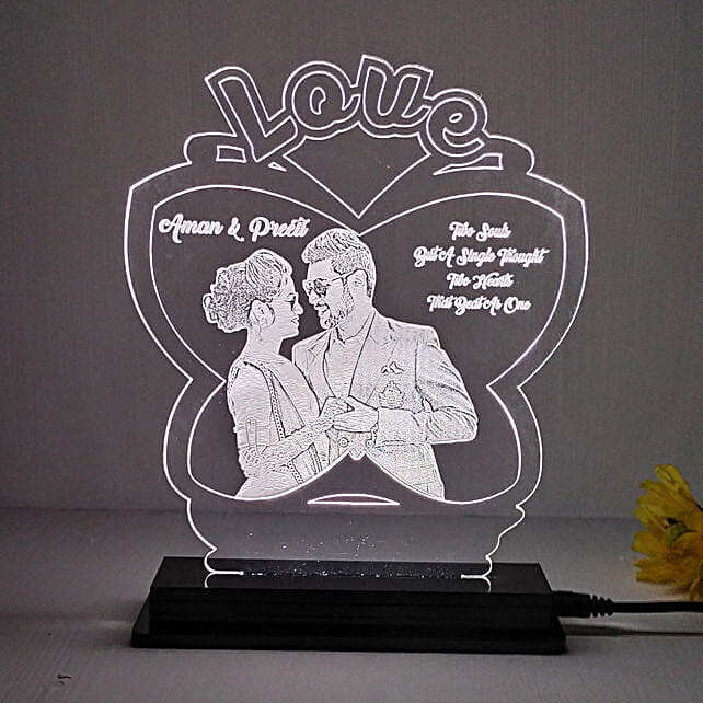 Buy/Send Personalised Butterfly Couple LED Lamp Online- FNP