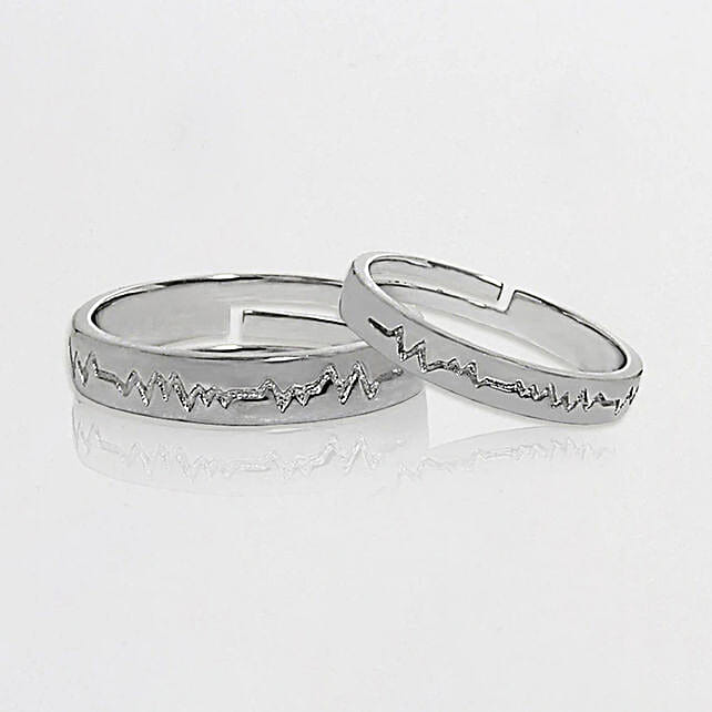 Buy/Send Giva 925 Silver Heartbeat Couple Rings Online- FNP