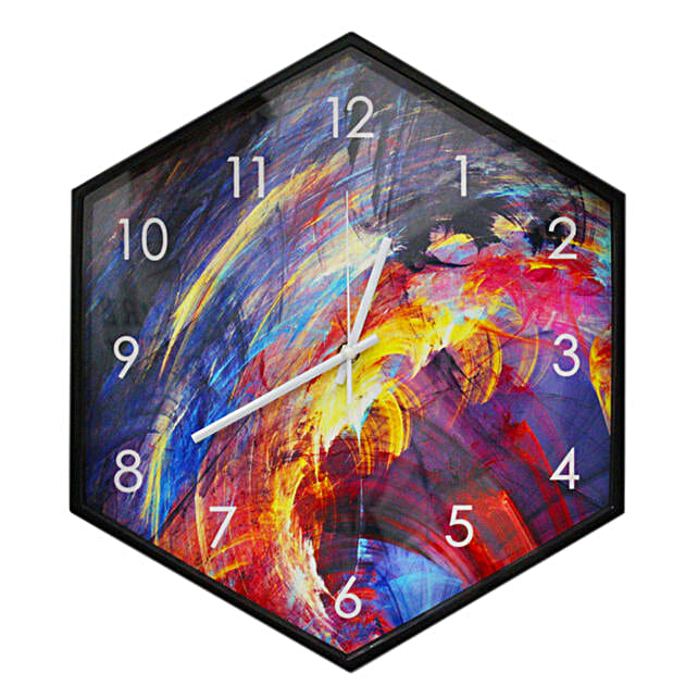 Buy/Send Colourful Hexagon Wall Clock Online- FNP
