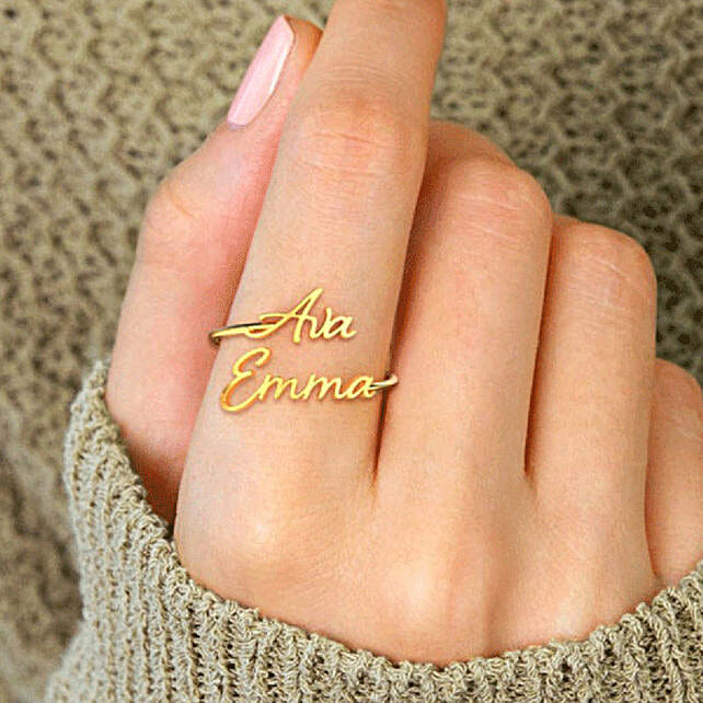 Buy/Send Personalised Two Names Silver Ring Online- FNP