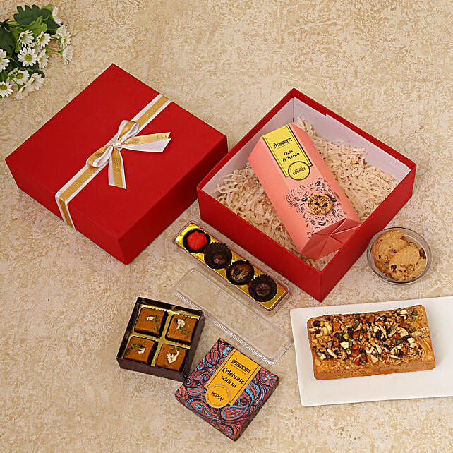 Buy/Send Shakkar Gourmet Red Box Hamper Online- FNP