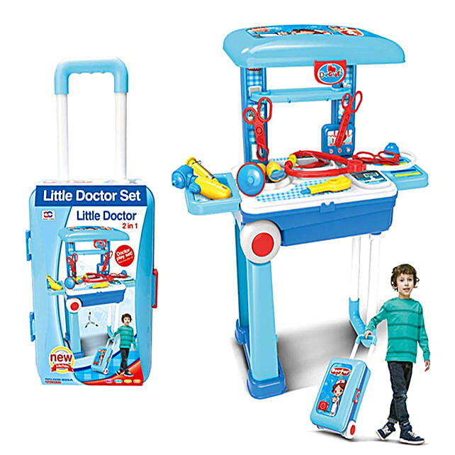 Buy/Send UrbanTots Blue Kids 20 Medical ToolKit Doctor Trolley Online- FNP