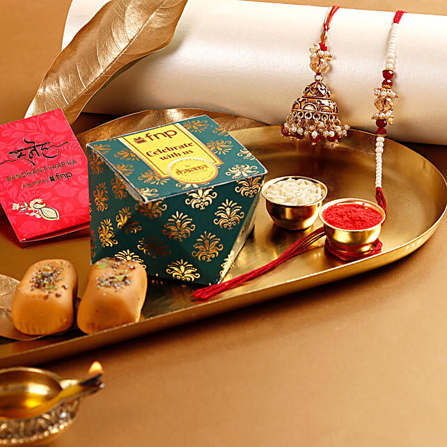 Buy/Send Sneh Beads Bhaiya Bhabhi Rakhi Set N Pedas Online- FNP