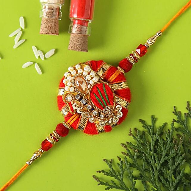 Buy/Send Sneh Pretty Diamond Zardosi Rakhi Online- FNP