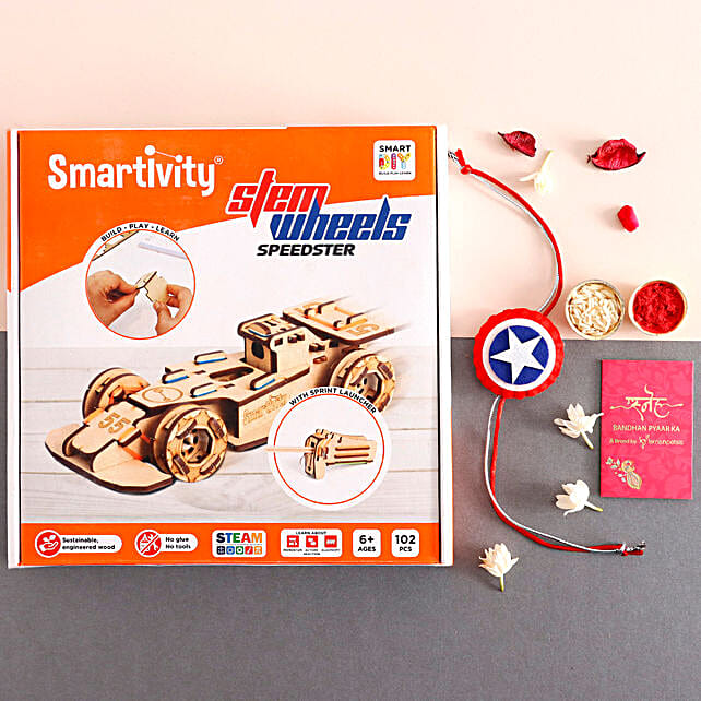 Buy/Send Sneh Captain America Rakhi N Smartivity Speedster Online- FNP