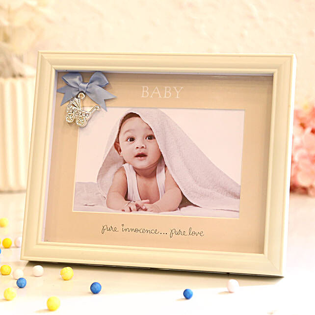 Buy/Send Personalised Off White & Blue Photo Frame Online- FNP