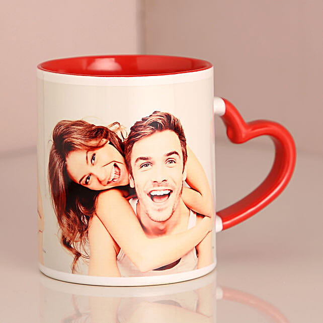 Buy/Send Personalised Red Heart Handle Mug Online- FNP
