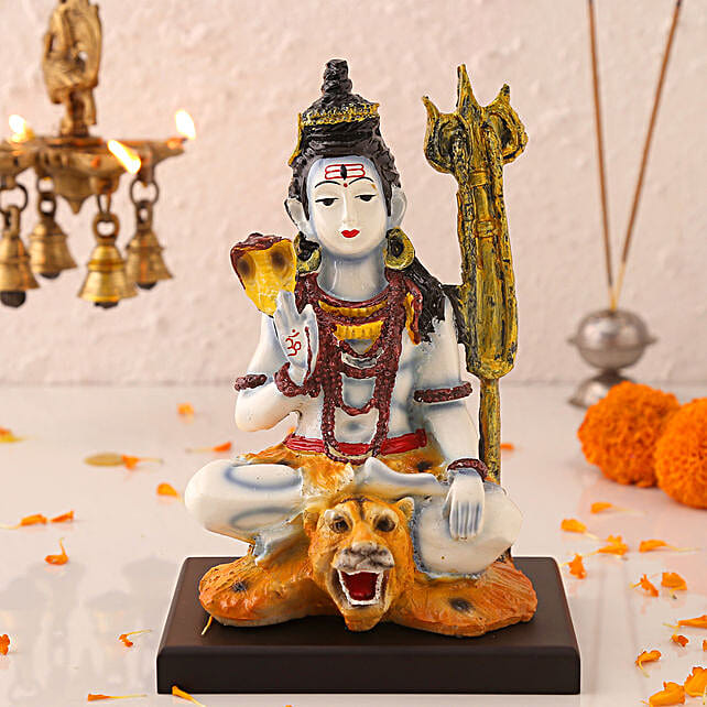 Buy/Send Orange & Blue Lord Shiva Idol Online- FNP
