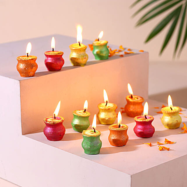 Buy/Send Mini Matki Terracotta Diyas Set of 12 Online- FNP