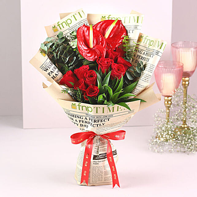 Buy/Send Crimson Love Roses Bouquet Online- FNP