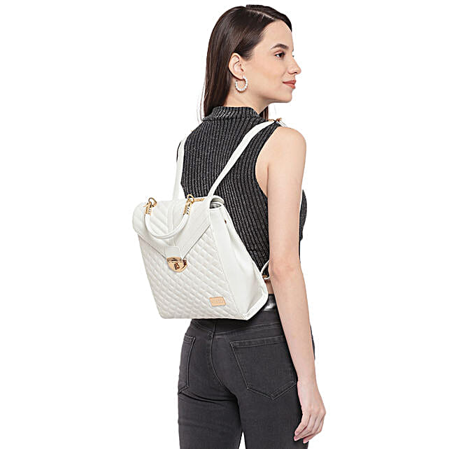 Buy/Send Weekend Getaway White Backpack Bag Online- FNP