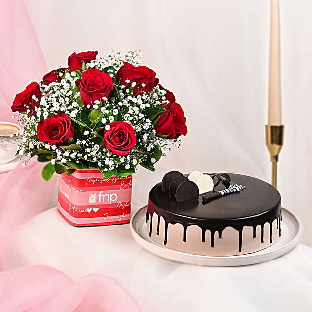 Buy/Send Be Mine Rose & Cake Combo Online- FNP