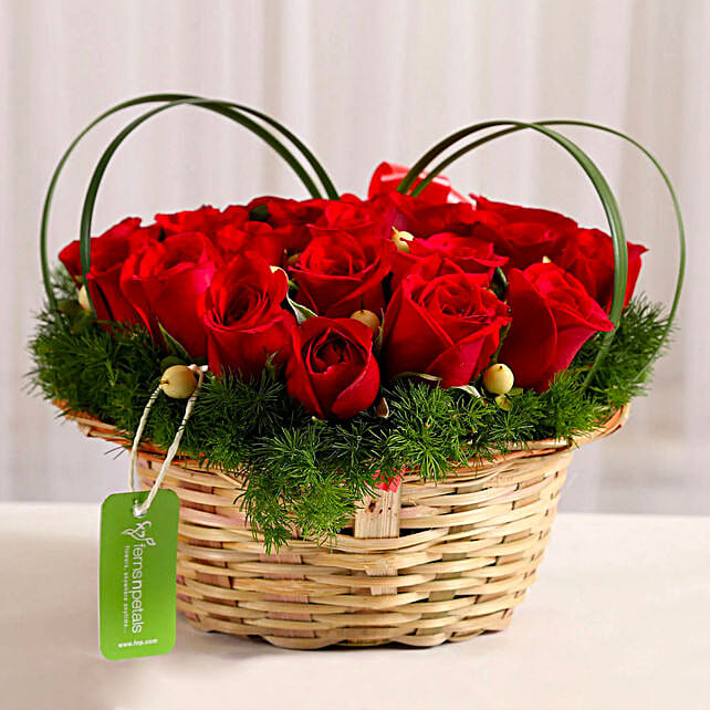 Buy/Send Elegant Basket of Red Roses Online- FNP