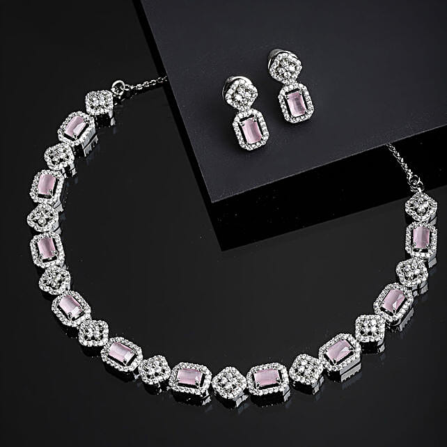 Buy/Send PANASH Love For Pink AD Jewellery Set Online- FNP
