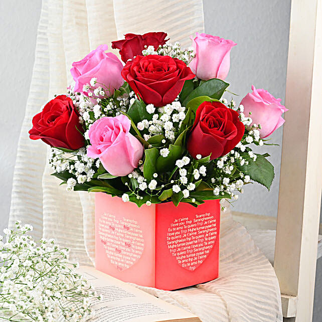 Buy/Send Love U Forever Pink & Red Roses Vase Online- FNP