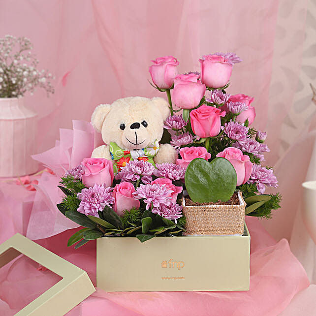 Buy/Send Pretty in Pink Teddy Combo Online- FNP