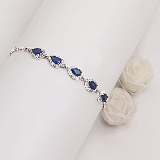 Buy/Send Giva 925 Silver Royal Blue Drop Bracelet Online- FNP
