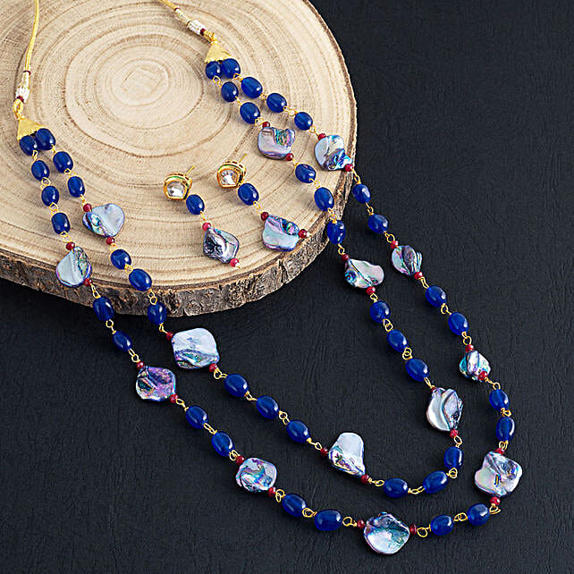 Buy/Send Navy Blue Mother of Pearl Layered Sets Online- FNP