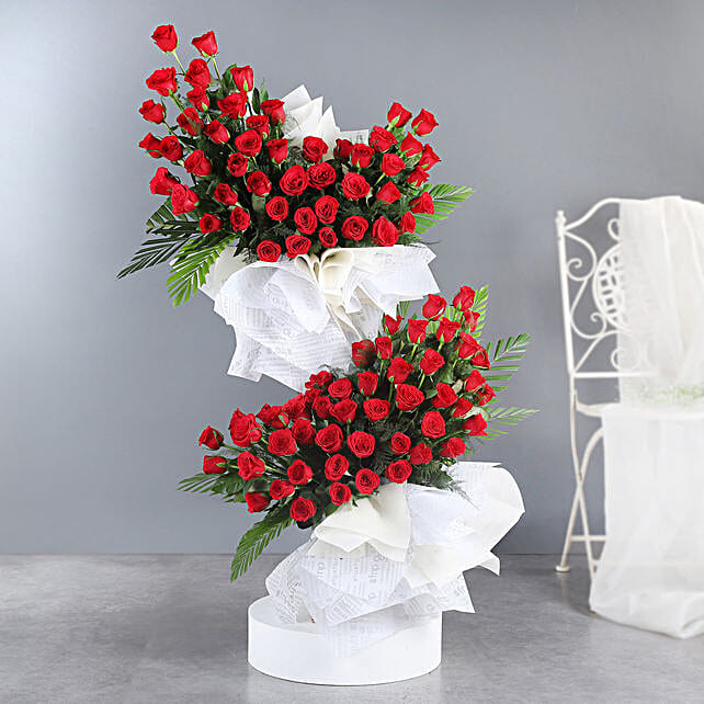 Buy/Send Red Hot Rose Floral Arrangement Online- FNP