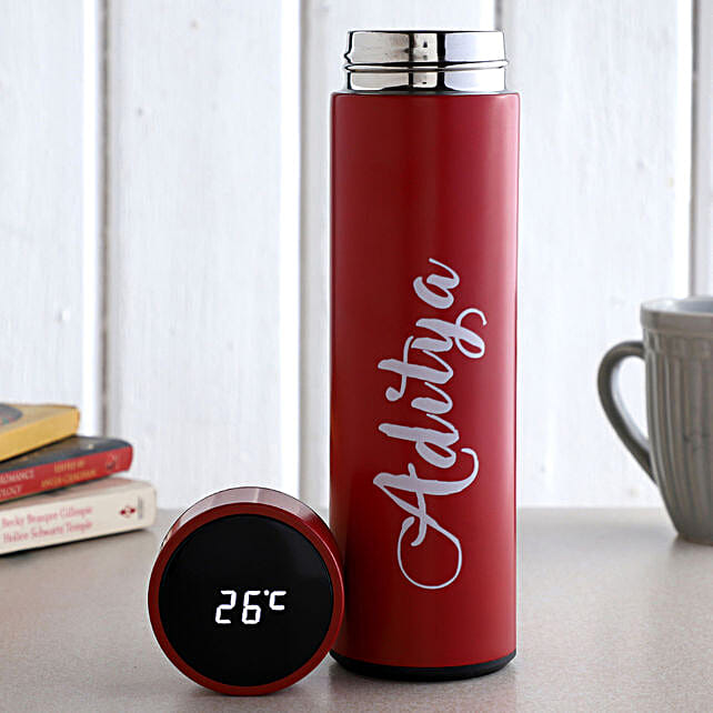 Buy/Send Personalised Red LED Temperature Display Bottle Online- FNP