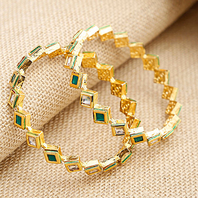Buy/Send Kundan Bangles (Set of 2) Online- FNP