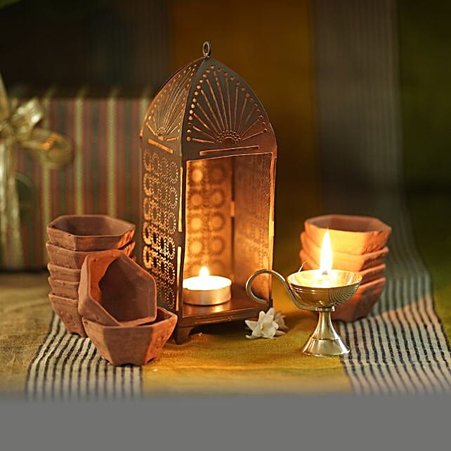 Buy/Send Courtyard Mandir Diya Gift Box Online- FNP
